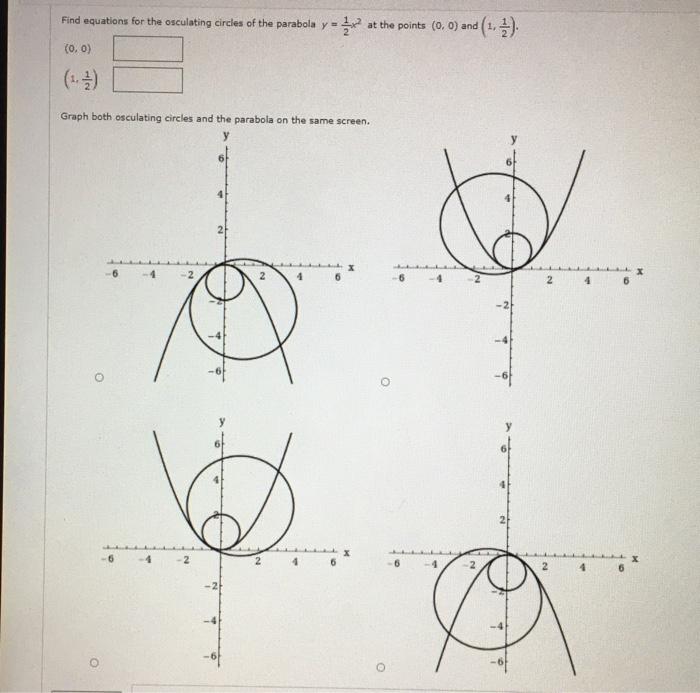 Solved Find equations for the osculating circles of the | Chegg.com