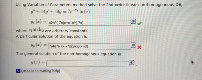 Solved Using Variation of Parameters method solve the | Chegg.com