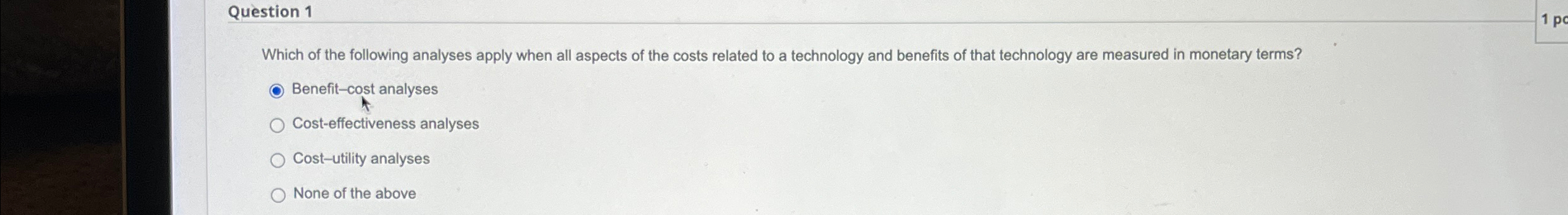 Solved Question 11pcWhich of the following analyses apply | Chegg.com