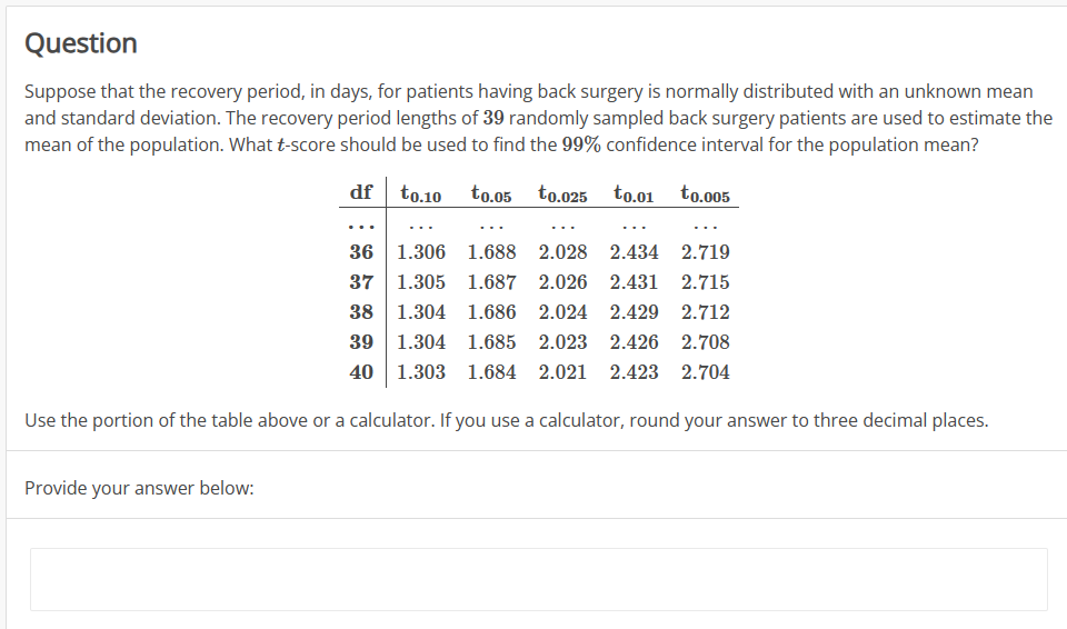 Solved QuestionSuppose that the recovery period, in days, | Chegg.com