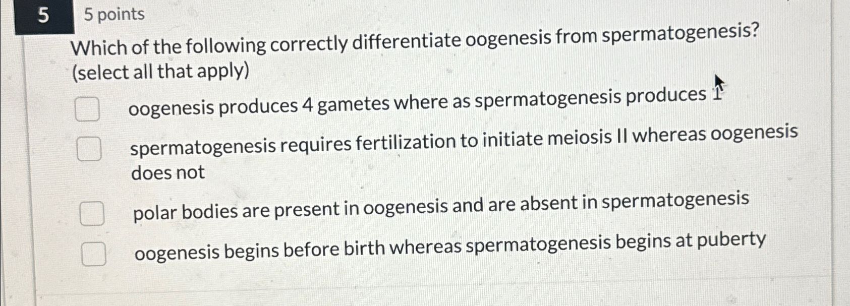 Solved 55 ﻿pointsWhich of the following correctly | Chegg.com