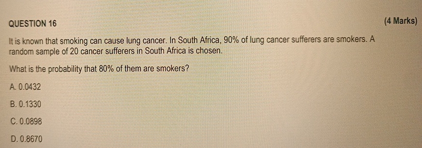 Solved by an EXPERT QUESTION 16(4 ﻿Marks)It is known that smoking can | Chegg.com