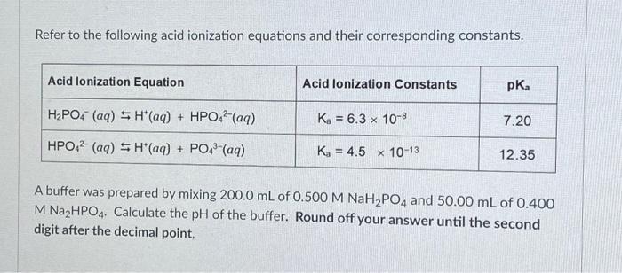 Solved Refer to the following acid ionization equations and | Chegg.com