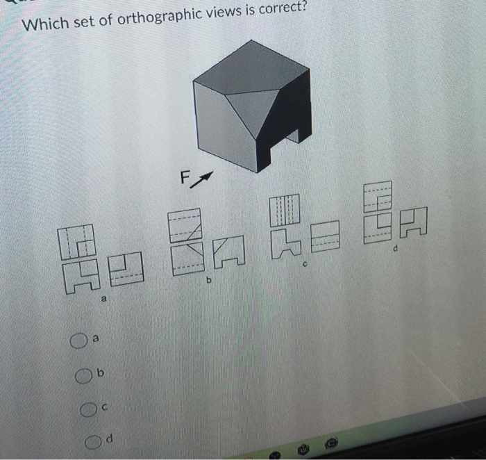 Solved Which set of orthographic views is correct? F ల దe Ee | Chegg.com
