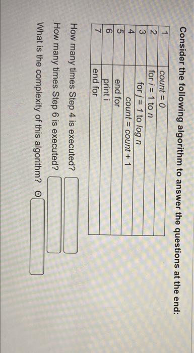 Solved Consider the following algorithm to answer the | Chegg.com