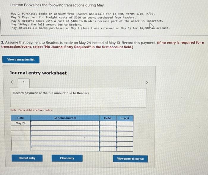 Solved Littleton Books has the following transactions during | Chegg.com