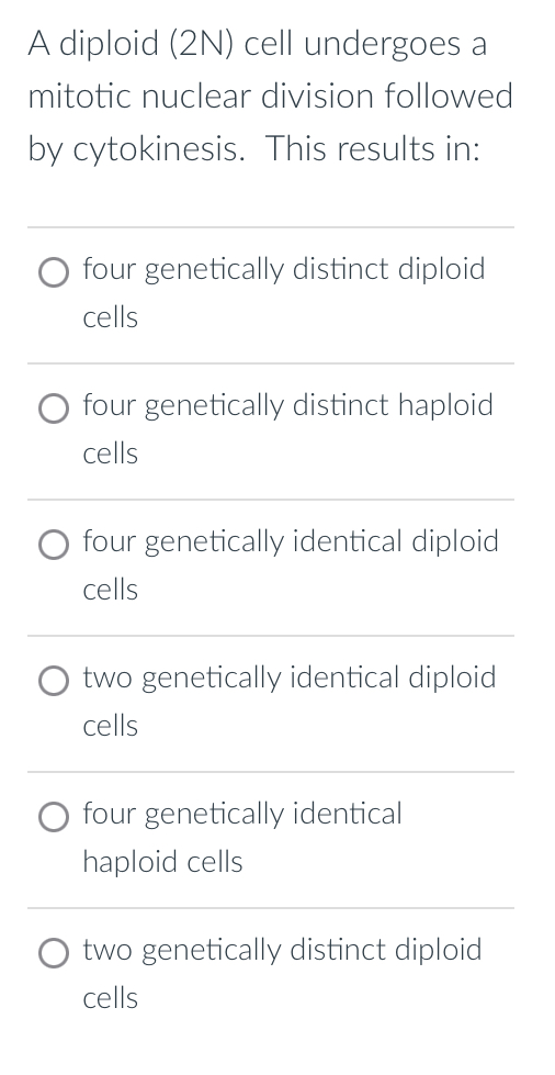 Solved A diploid (2N) ﻿cell undergoes amitotic nuclear | Chegg.com