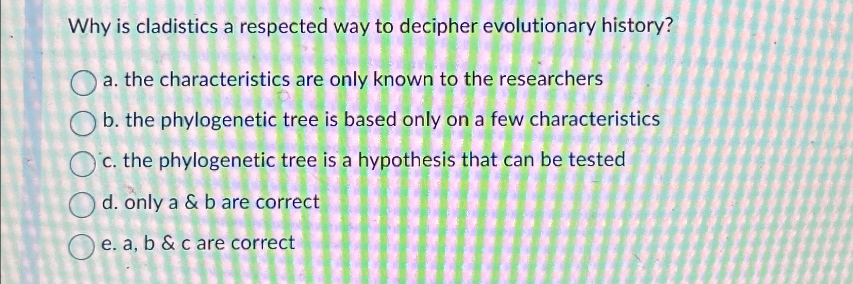 Solved Why is cladistics a respected way to decipher | Chegg.com