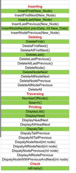 Solved i need all this algorthem in single and double linked | Chegg.com