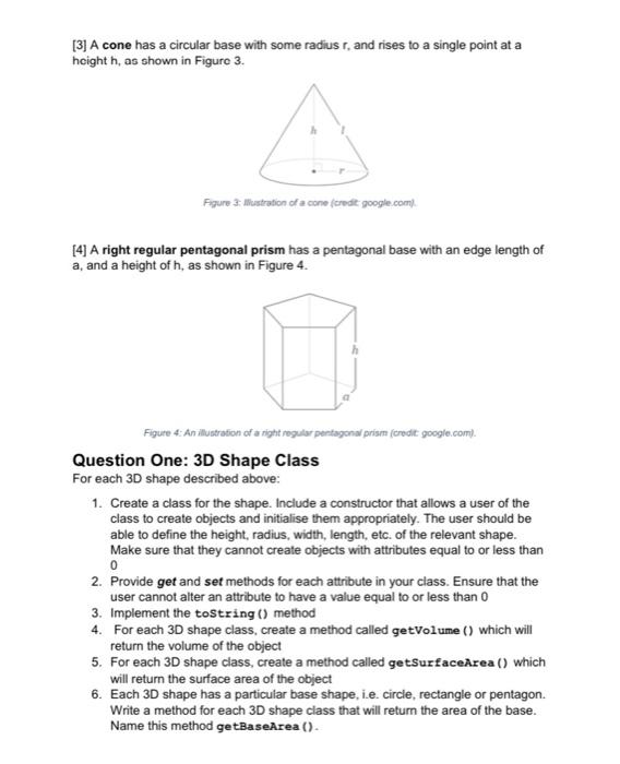 Solved Consider the following 3D shapes: [1] A right | Chegg.com