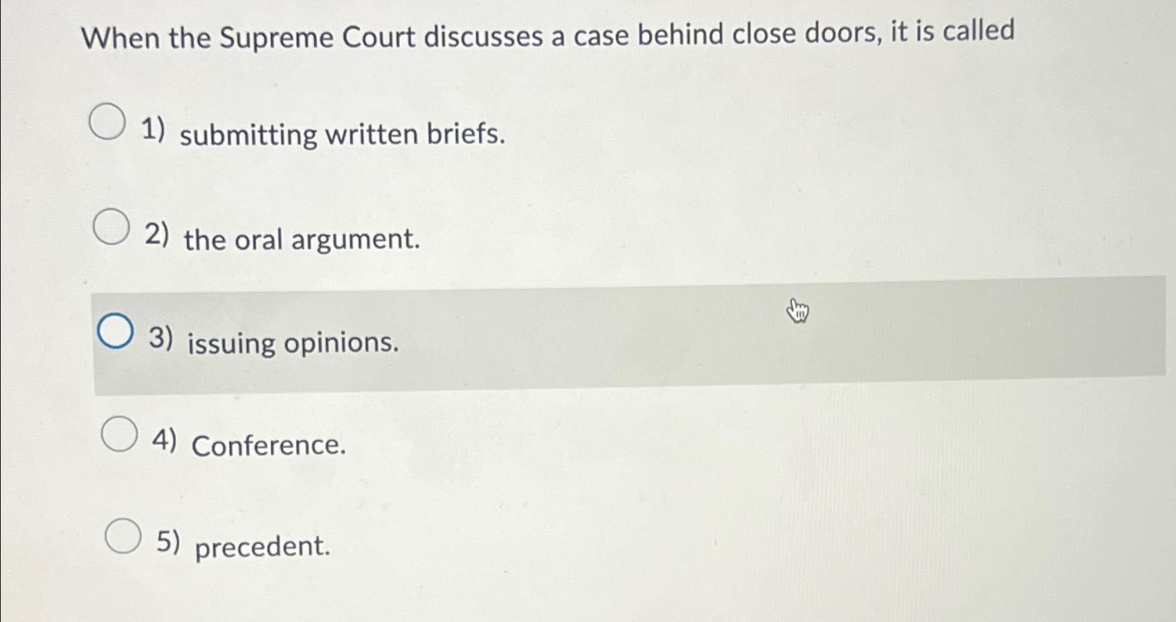 Solved When the Supreme Court discusses a case behind close | Chegg.com