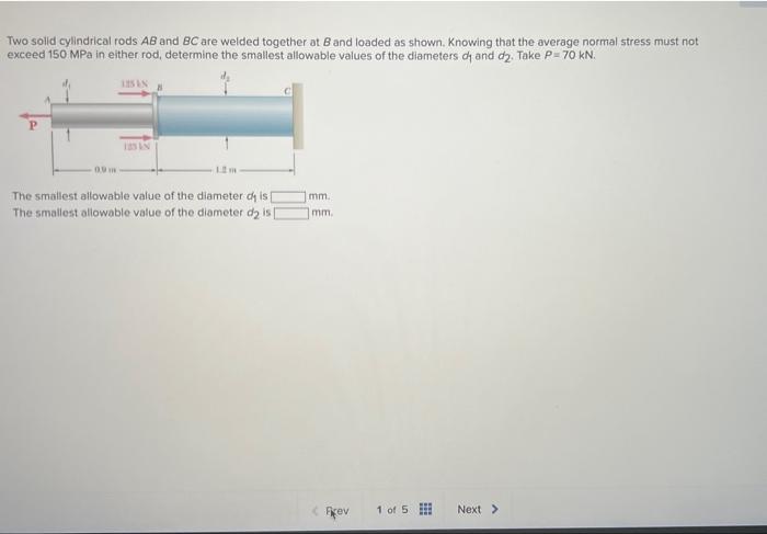Solved Two solid cylindrical rods AB and BC are welded | Chegg.com