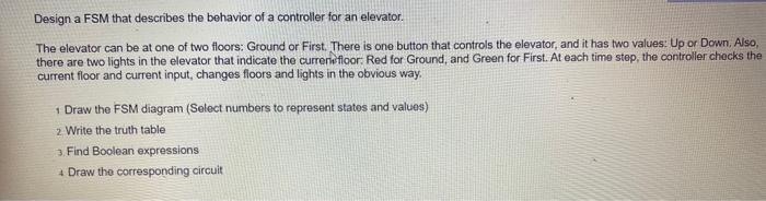 Solved Design a FSM that describes the behavior of a | Chegg.com