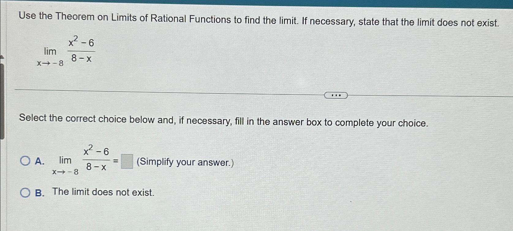 Solved Use the Theorem on Limits of Rational Functions to | Chegg.com