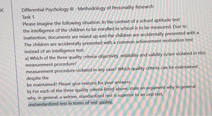 Solved Differential Psychology III - Methodology of | Chegg.com