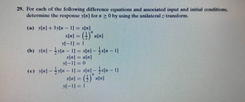Solved 29. For each of the following difference equations | Chegg.com