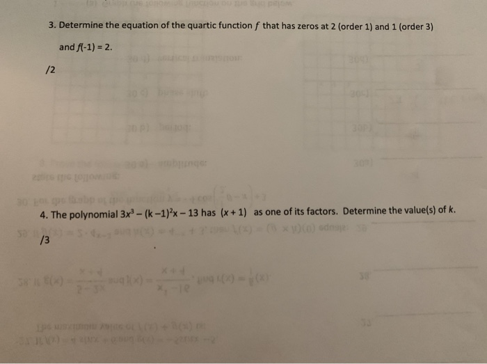 Solved 3. Determine the equation of the quartic function f | Chegg.com