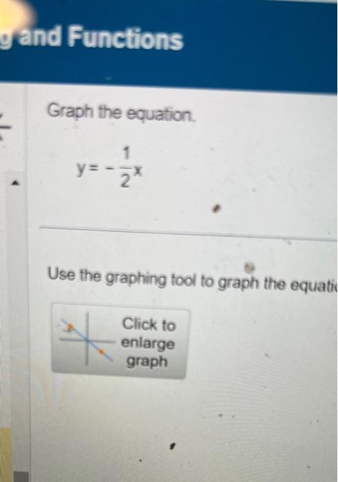 Solved Graph the equation. y=−21x Use the graphing tool to | Chegg.com