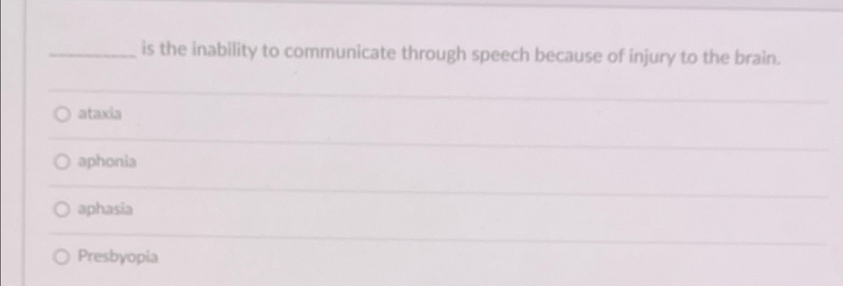 Solved is the inability to communicate through speech | Chegg.com