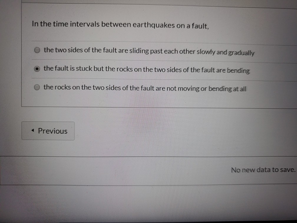 Solved In the time intervals between earthquakes on a fault, | Chegg.com