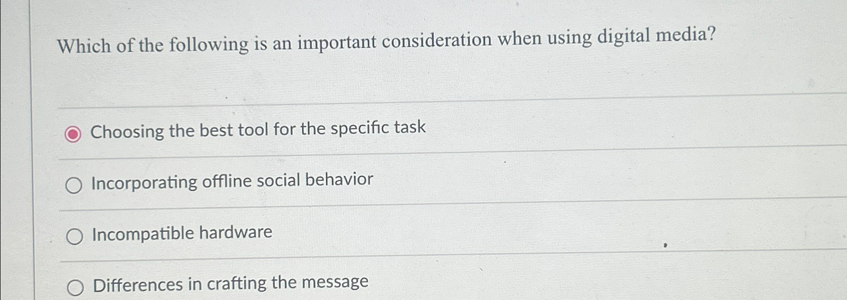 Solved Which of the following is an important consideration | Chegg.com