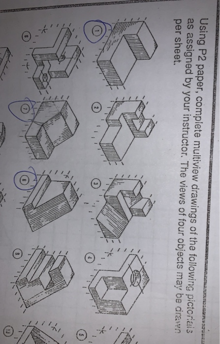 Solved STOLUL Using P2 paper, complete multiview drawings of | Chegg.com