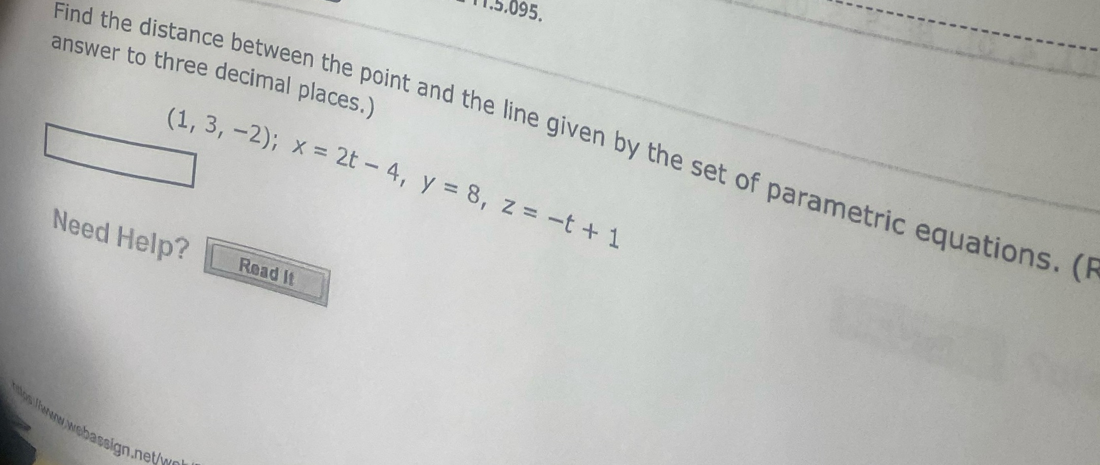 Solved Find the distance between the point and the line | Chegg.com