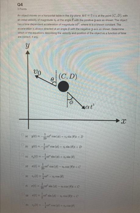 Solved Q4 3 Points An object moves on a horzontal table in | Chegg.com