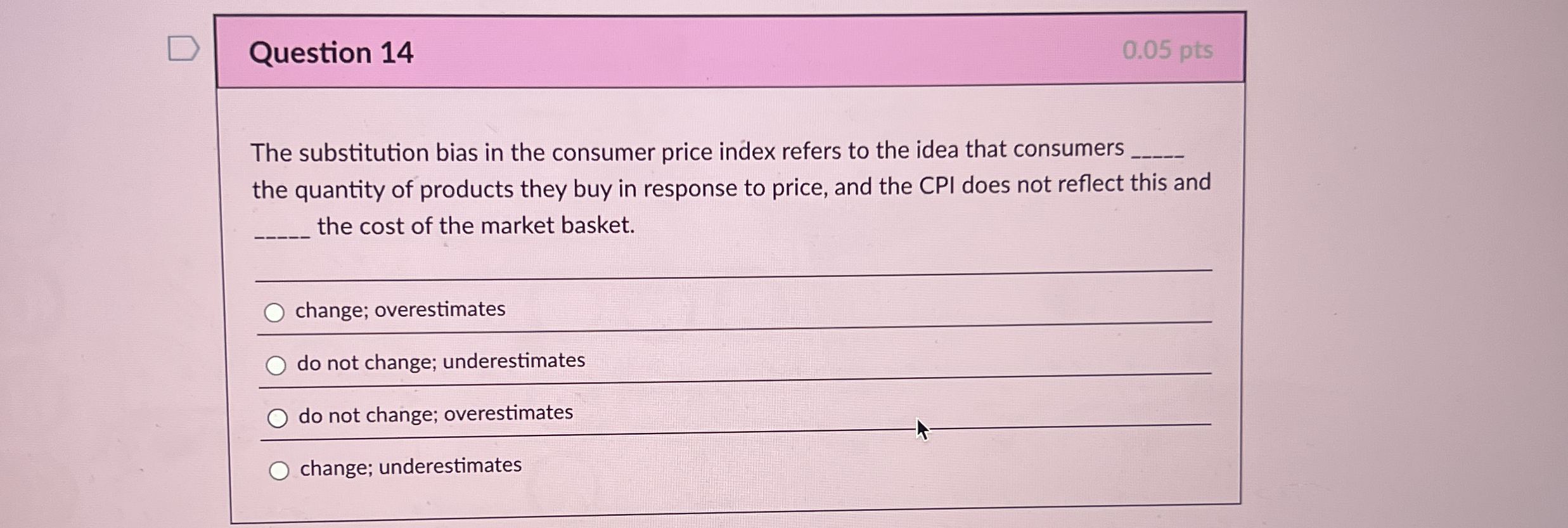 Solved Question 140.05 ﻿ptsThe substitution bias in the | Chegg.com