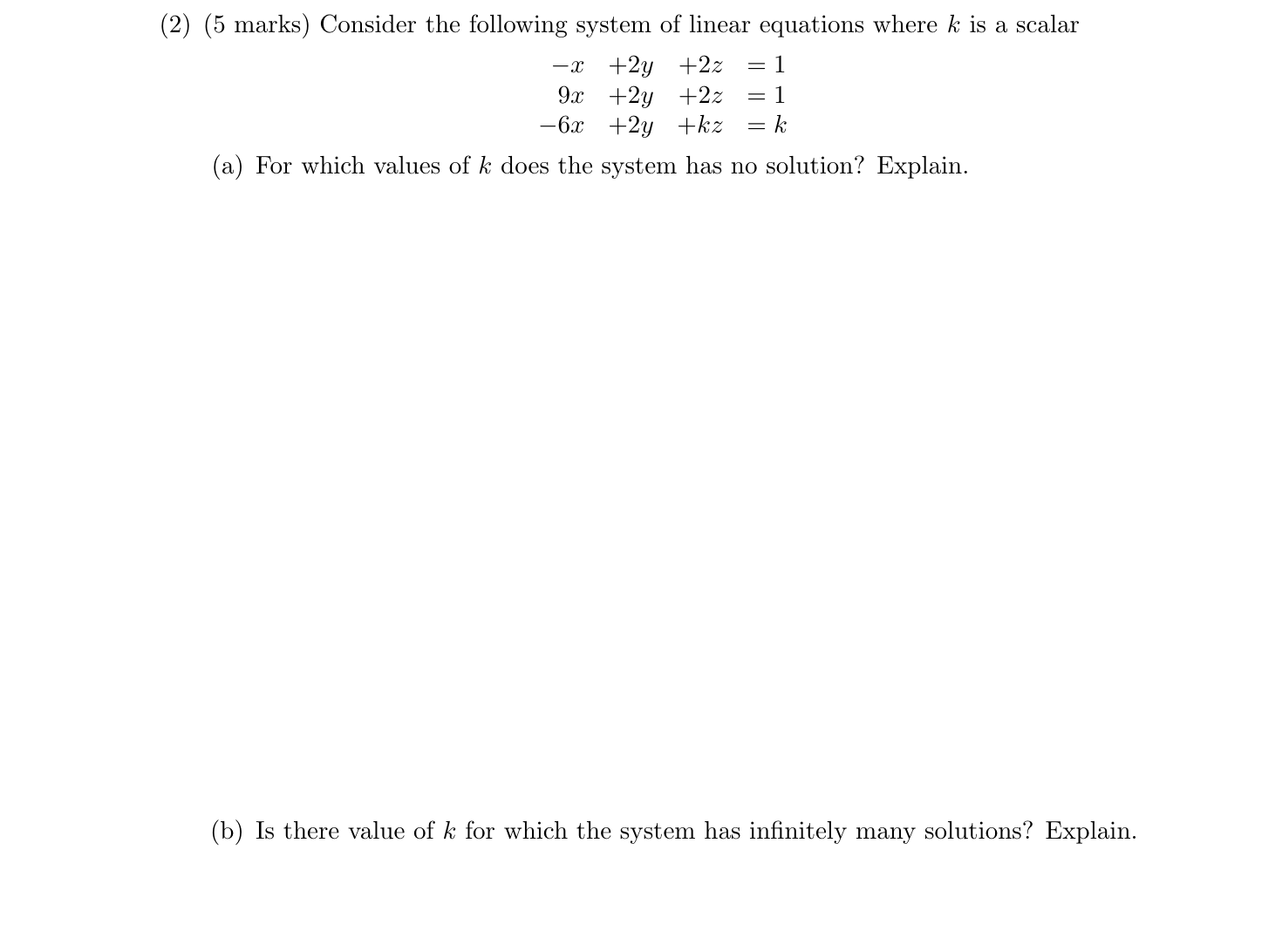 Solved (2) (5 ﻿marks) ﻿Consider the following system of | Chegg.com