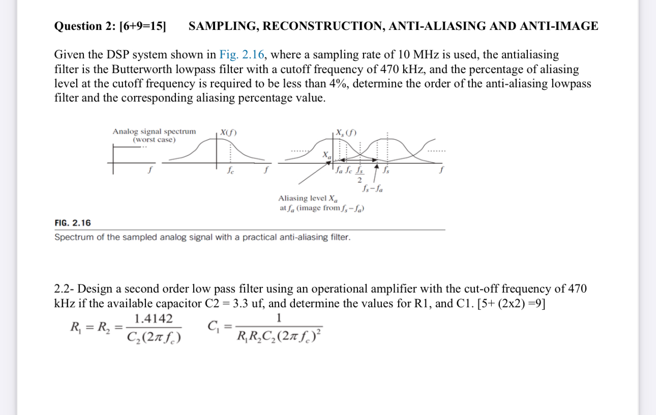 Solved Question 2: [6+9=15] ﻿SAMPLING, RECONSTRUCTION, | Chegg.com