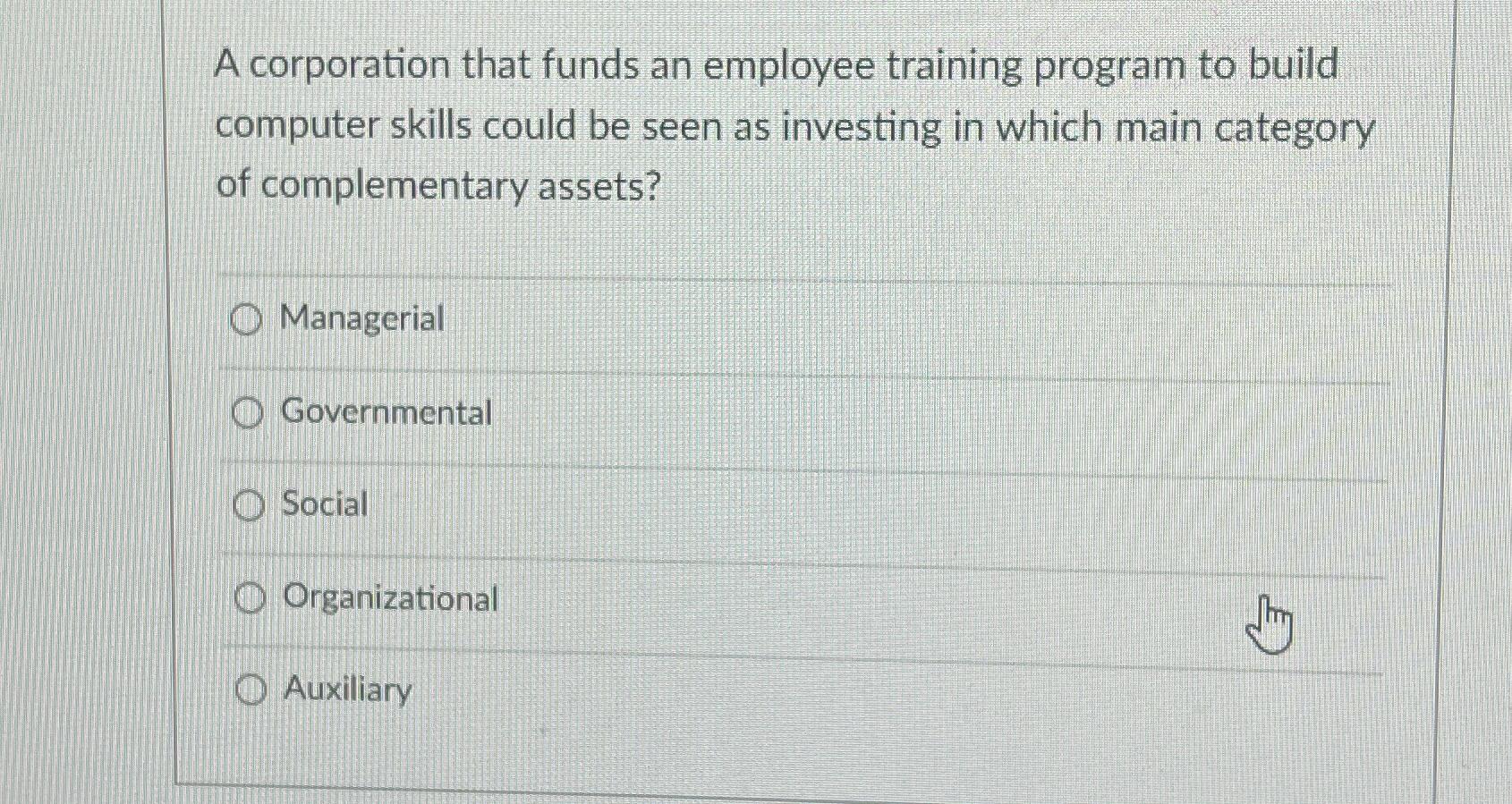 Solved A corporation that funds an employee training program | Chegg.com