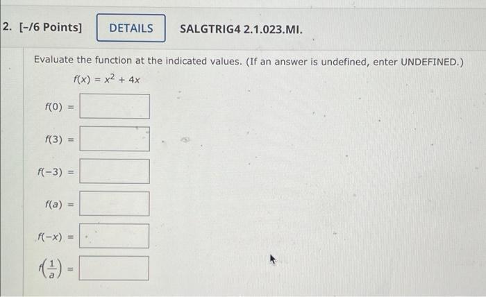 Solved 2. [-76 Points] DETAILS SALGTRIG4 2.1.023.MI. | Chegg.com