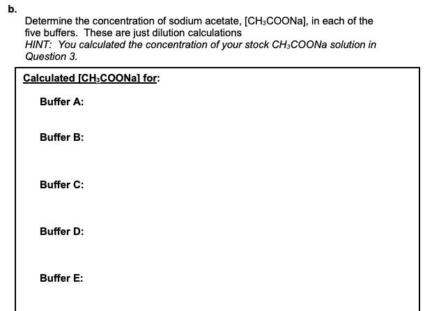 5.Enter your data for the acetate buffer solutions A, | Chegg.com