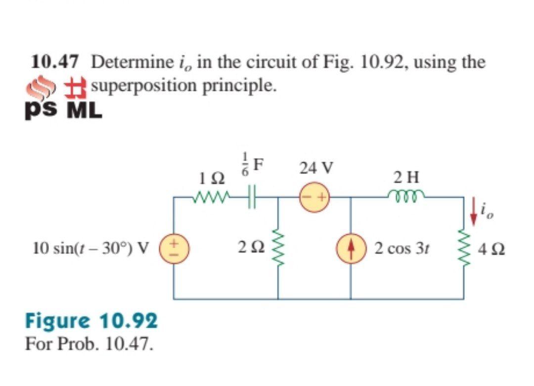 Solved 10.47 Determine i, in the circuit of Fig. 10.92, | Chegg.com