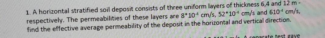 Solved 1. A horizontal stratified soil deposit consists of | Chegg.com