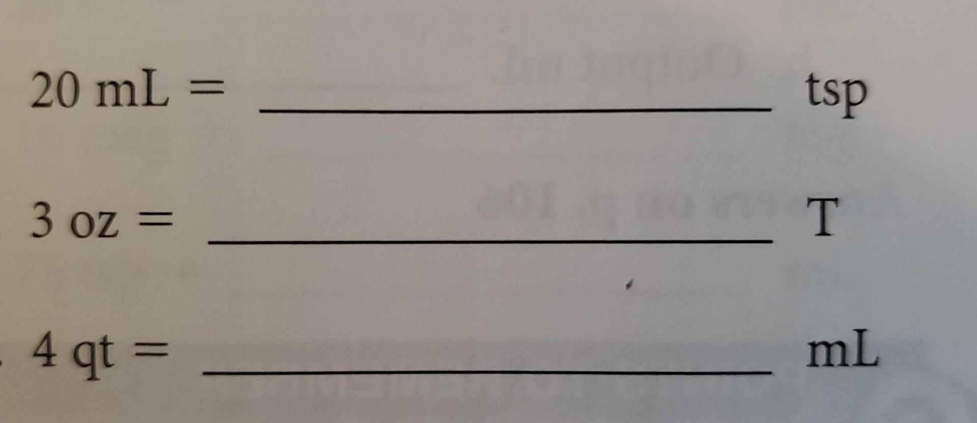 Solved 20 mL= | Chegg.com