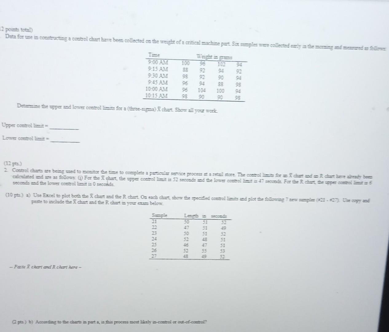 Solved (poics total) Determine the chper and lower coctrol | Chegg.com