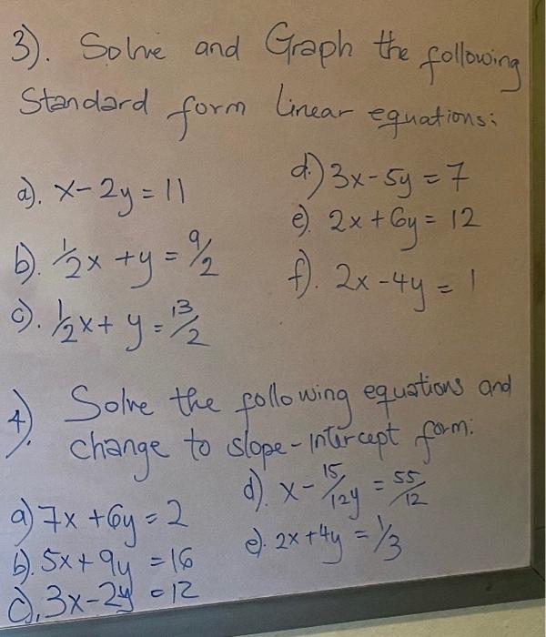 Solved Standard form linear equations: 3). Solve and Graph | Chegg.com