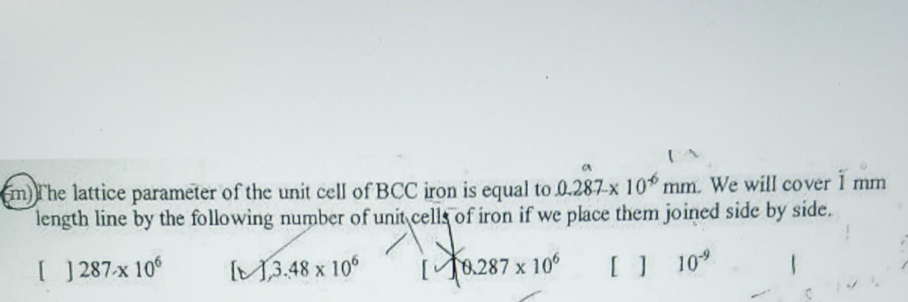 Solved (m)) The lattice parameter of the unit cell of BCC | Chegg.com