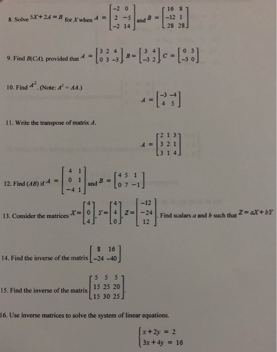 Solved 1. If possible, find 4-B. 2. Use the following | Chegg.com