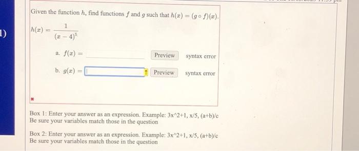 Solved Given the function h, find functions f and g such | Chegg.com