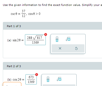 Use the given information to find the exact function | Chegg.com