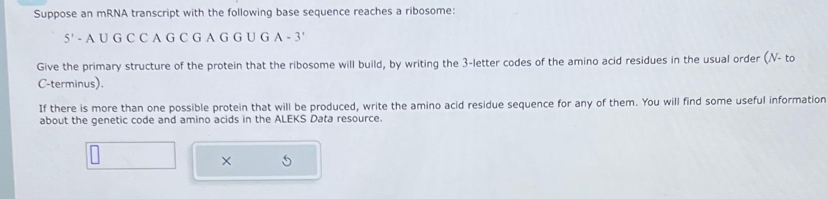 Solved Write the standard base sequence of the messenger RNA | Chegg.com