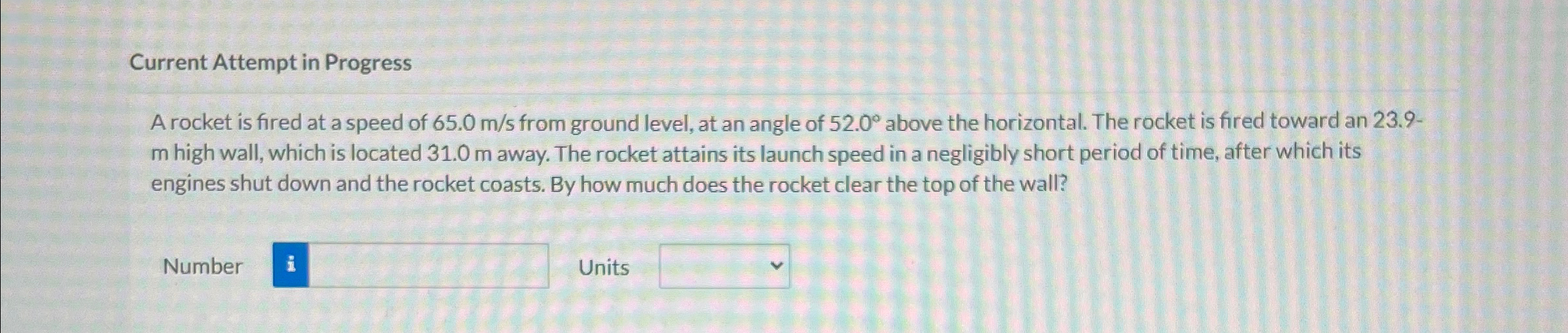 Solved Current Attempt in ProgressA rocket is fired at a | Chegg.com
