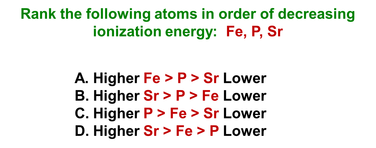 Solved Rank The Following Atoms In Order Of