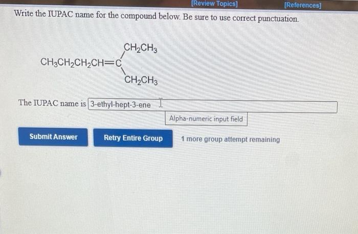 Solved [Review Topics] [References] Write the IUPAC name for | Chegg.com