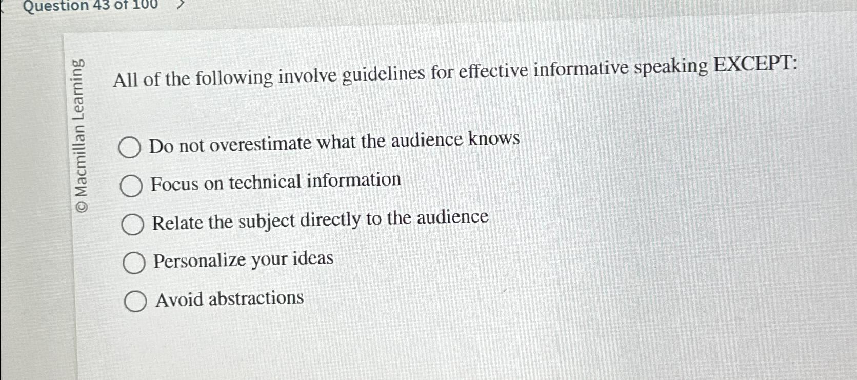 Solved All of the following involve guidelines for effective | Chegg.com