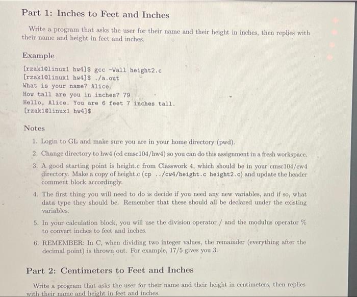 Solved Part 1: Inches to Feet and Inches Write a program | Chegg.com