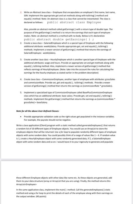 Solved Objectives: • Inheritance, Abstract Classes, | Chegg.com